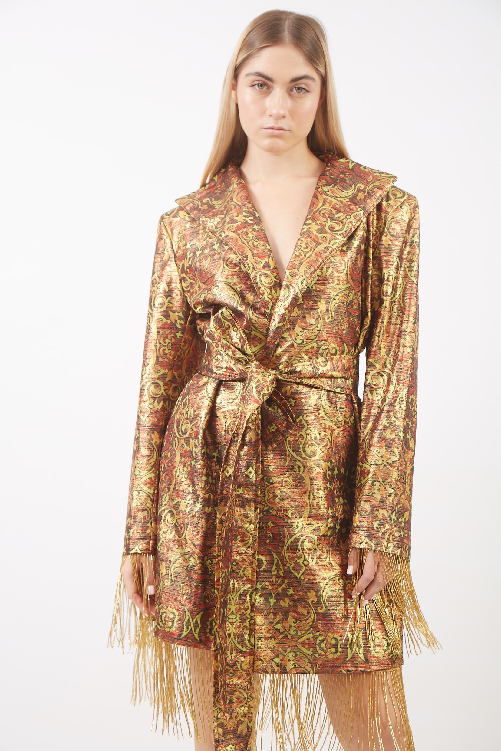 TERRACOTA PAISLEY GOLDEN LAME COAT